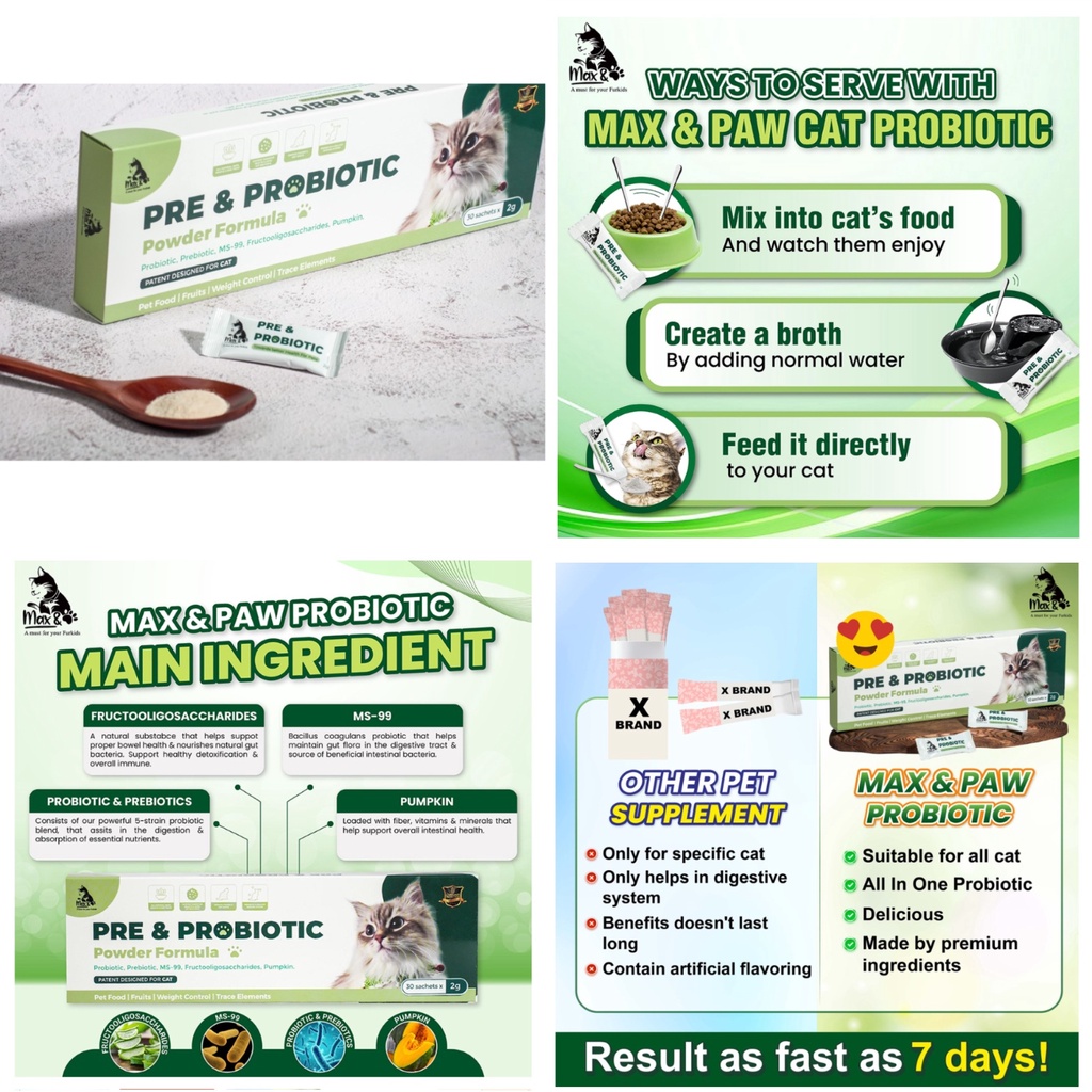 MAX & PAW All Natural Organic Prebiotic & Probiotic Pet Supplement ...