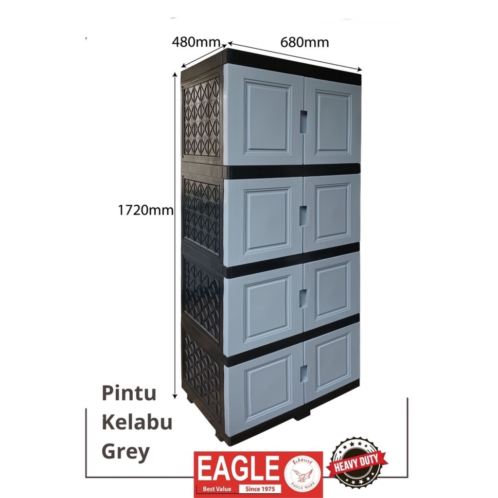 EAGLE 4 Tier DIY Plastic Cabinet Almari Baju Almari Plastik Serbaguna ...