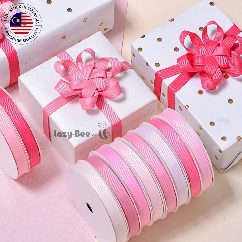 LAZY BEE 5 meter Rose Pink Azalea Grosgrain Ribbon Reben Door Gift Wrap ...