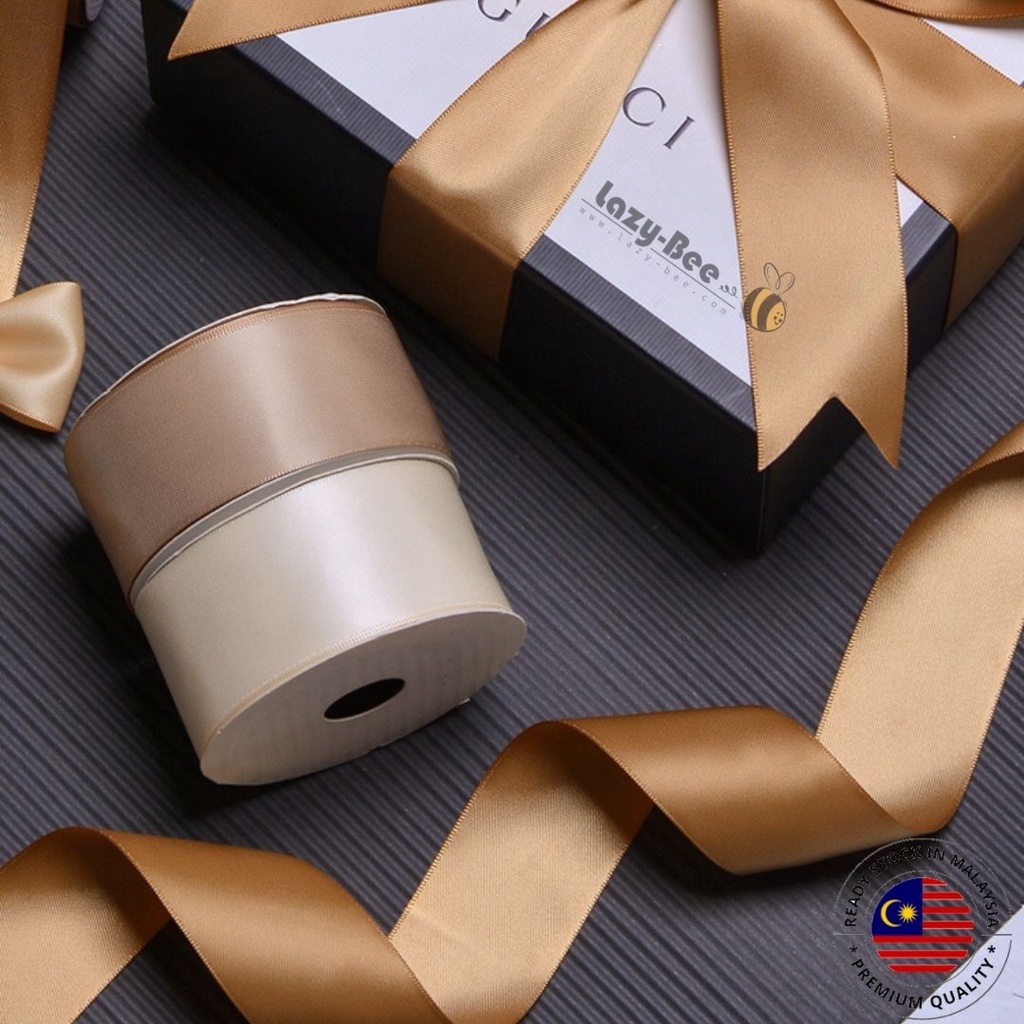 IVORY CREAM BROWN 5Meter 2.5cm 3.8cm 5cm Premium Quality Double Face ...