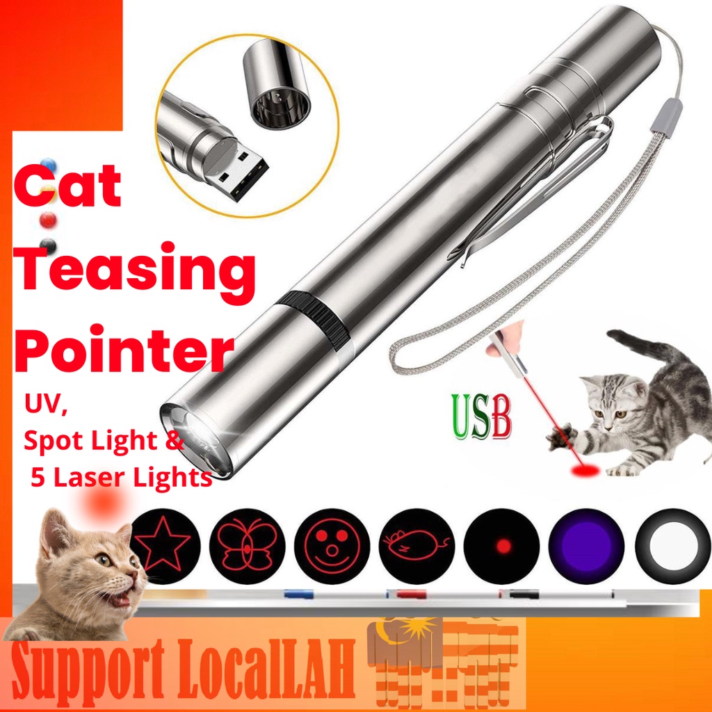 Rechargeable Laser Pointer 7 in 1 Torch Light UV Flash Spot Red Lights ...