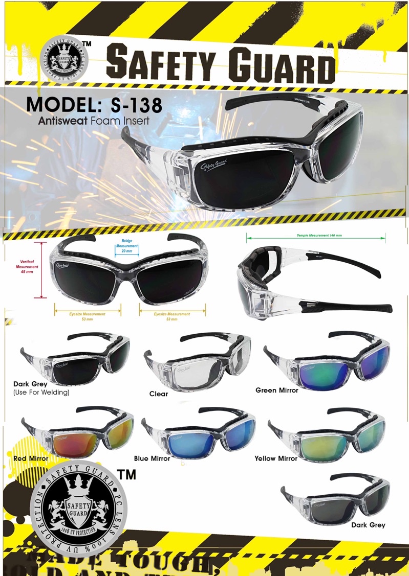 SAFETY GUARD SAFETY GLASSES/ EYE PROTECTION (S-138) - 100% UV & IMPACT ...