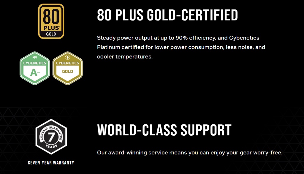 Corsair RMe Series RM650e RM750e RM850e RM1000e 80+ Gold Full Modular ...