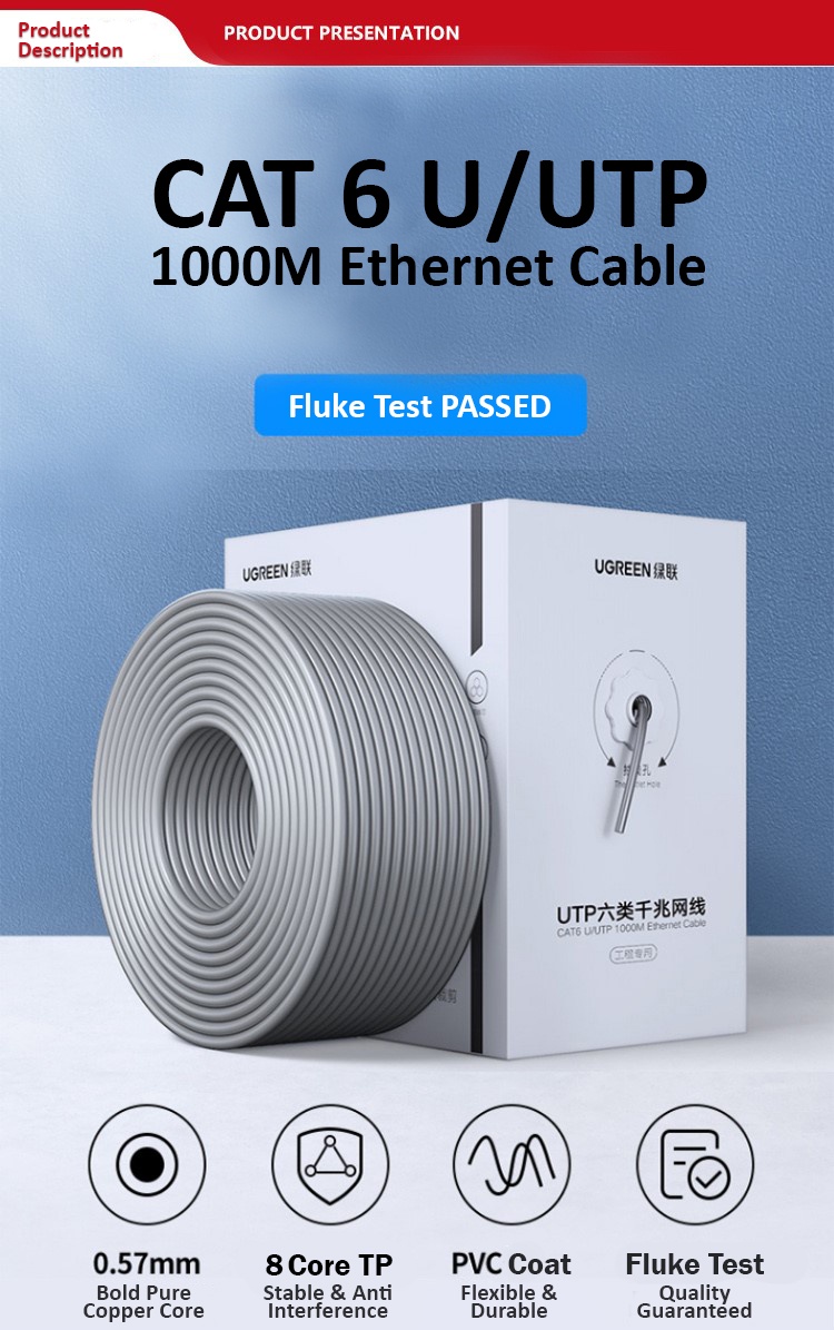 UGREEN Cat 6 Unshielded Engineering Cable 305m UTP 1000Mbps Ethernet ...