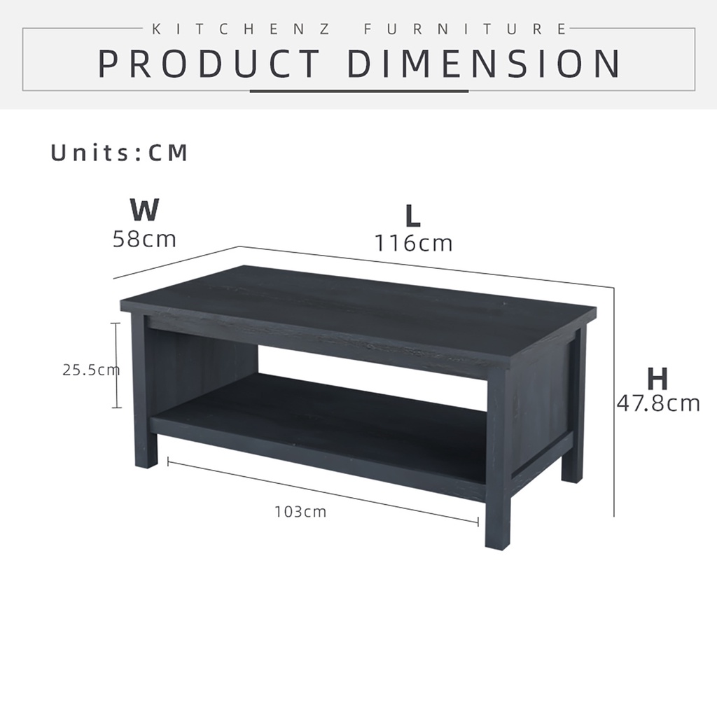 KitchenZ Akara Series Coffee Table Living Room Open Storage Side Table ...