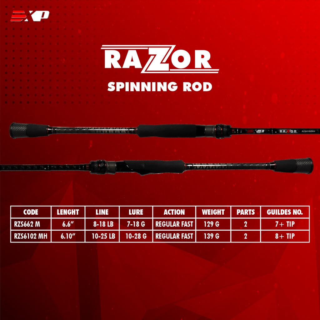 EXP RAZOR ROD Carbon Fiber 2PCS Fishing Rod Medium Light M Medium Heavy ...