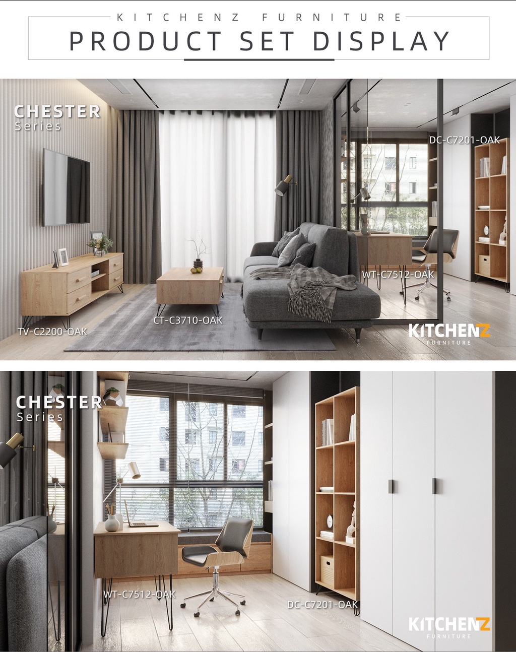 KitchenZ Chester Series 5Ft Display Cabinet with Drawer Storage Cabinet ...