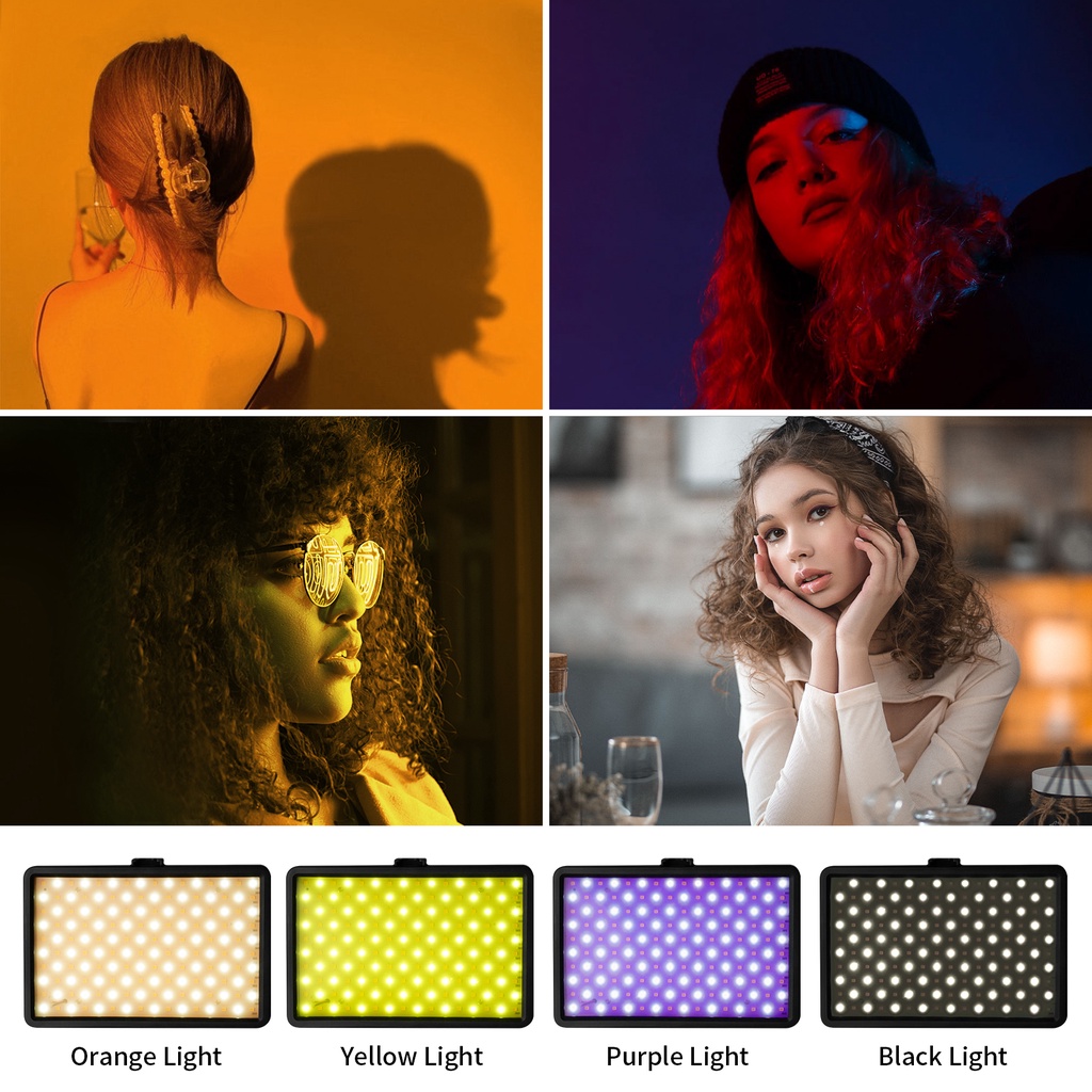 Selens 2PCS LED Fill Light 8 inch Dimmable Panel Light with 8PCS Filter ...