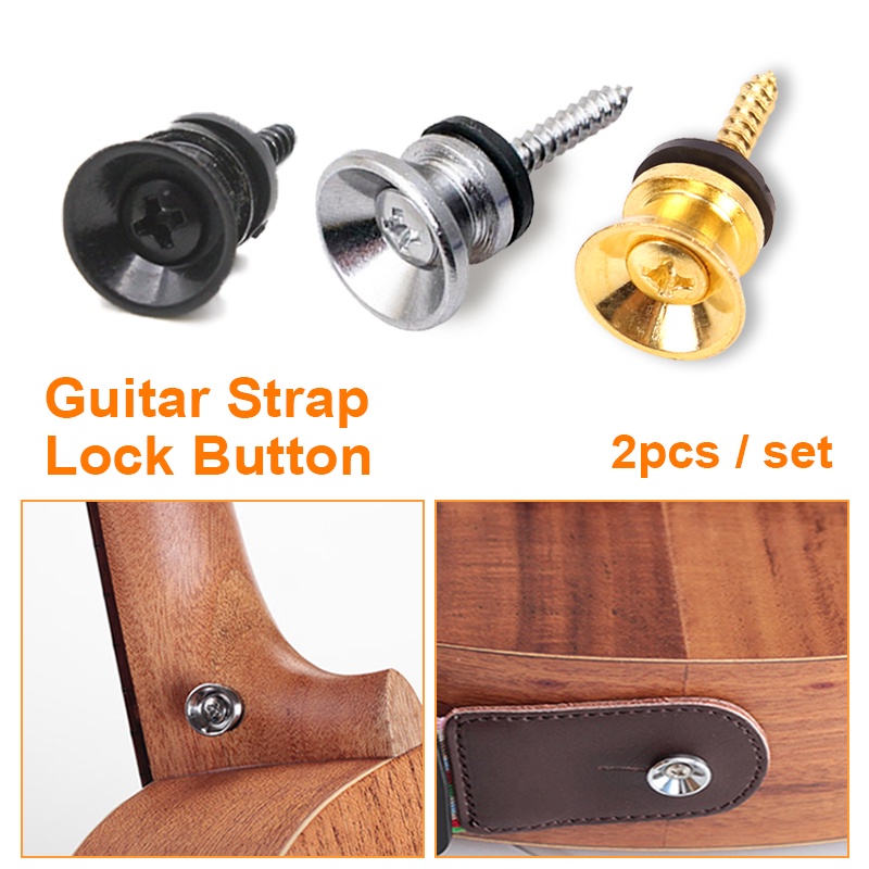 [2pcs] Guitar Strap Lock Hook Pin Button for Acoustic Electric Bass ...