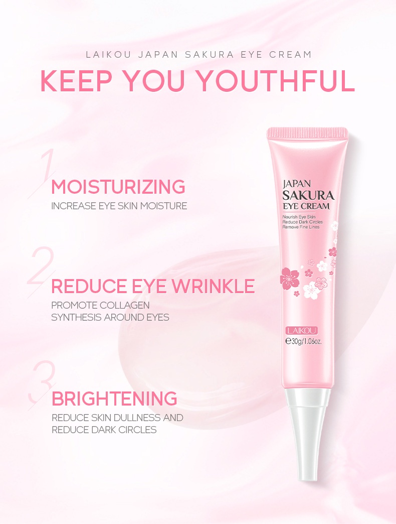 LAIKOU Japan Sakura Eye Cream Nourish Eye Skin Reduce Dark Circles ...
