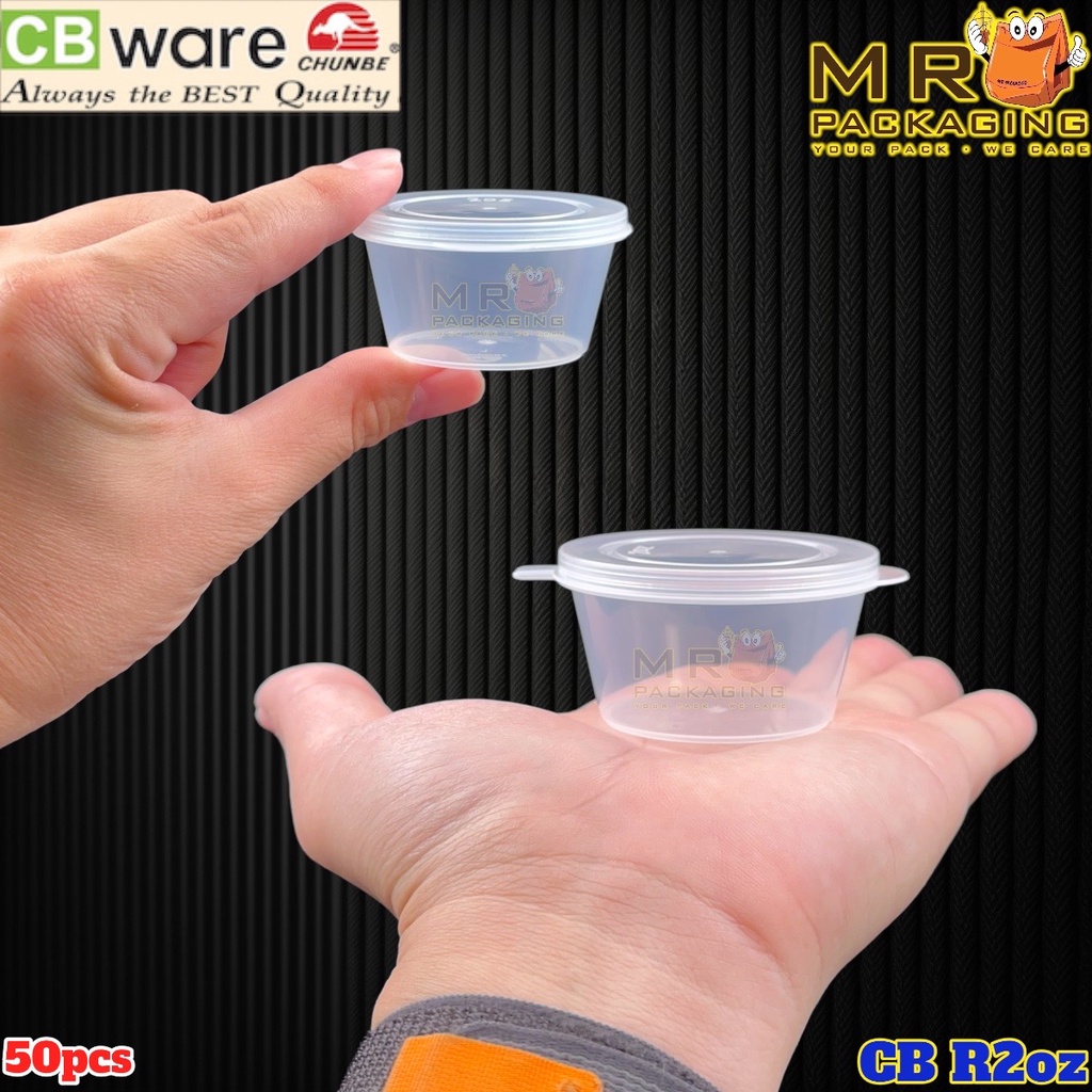 2oz 50ml Round Disposable Plastic Food Container Hinged Lid ( 50pcs± ...