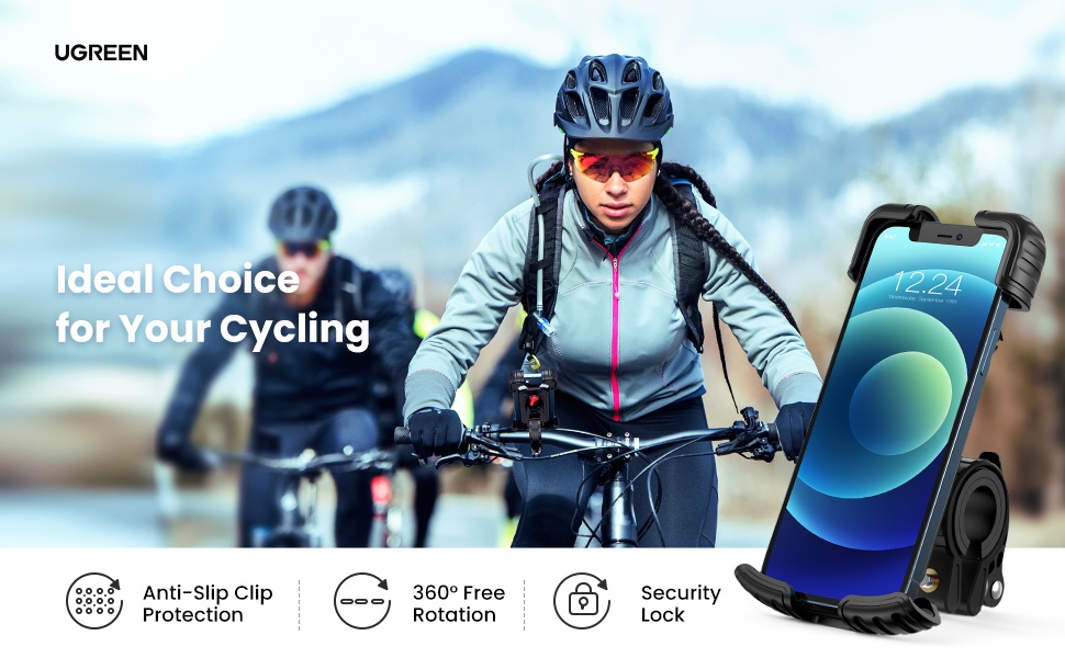 UGREEN Bike Phone Holder Mount Motorcycle Phone Mount Bike Handlebar Bicycle Cell Phone Clamp ...