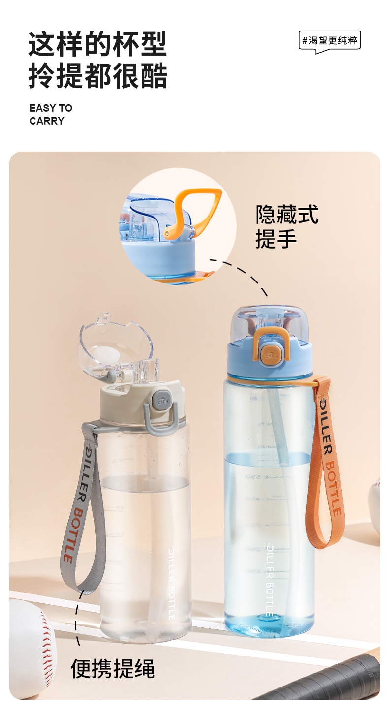 Diller Large Tritan Water Bottle With Spout Lid, Leak-Proof Frosted BPA-Free (900/1050ml) DB2318 ...