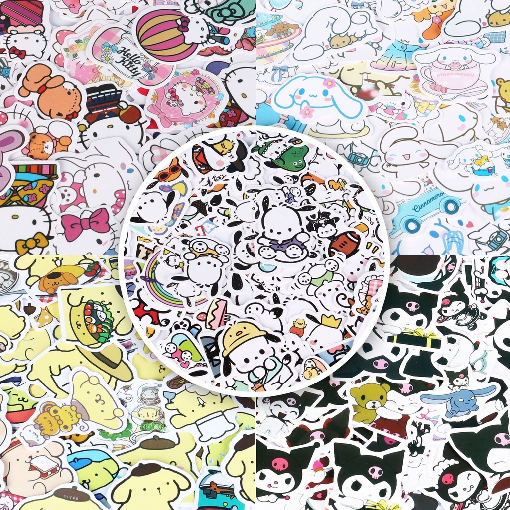 *UJV* Sanrio Labubu Capybara Eggy Party Sticker Box 63pcs Kuromi Melody ...