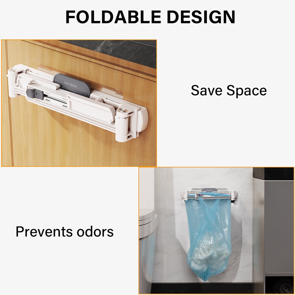 Oatsbasf Kitchen Foldable Garbage Bag Holder Cabinet Door Trash Rack ...