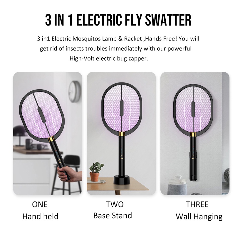 Rechargeable Mosquito Racket Electric Fly Swatter Home Mosquito Swatter ...