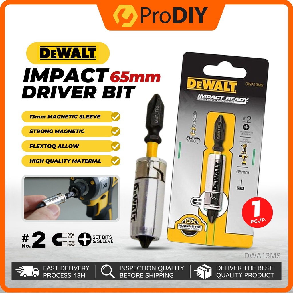 DEWALT DWA13MS Impact Driver Bit 65mm PH2 Magnetic Screw Lock ...