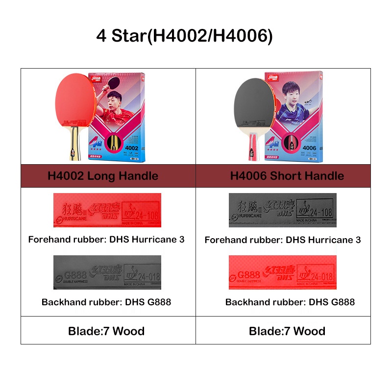 Genuine DHS Professional Table Tennis Racket With Hurricane 8 Rubber FL ...