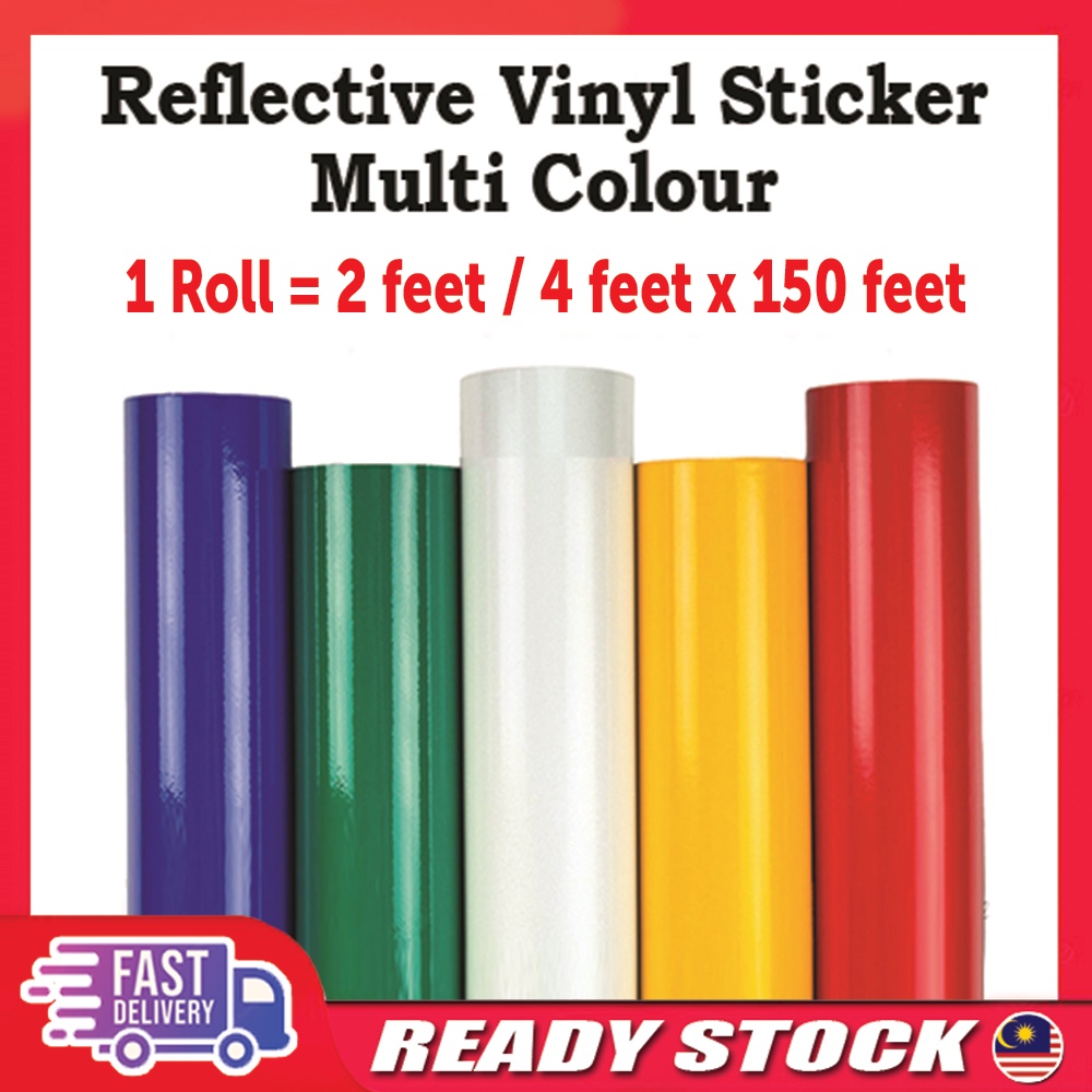 2Ft / 4Ft Reflective Vinyl Sticker Self-Adhesive Safety Warning Sign ...