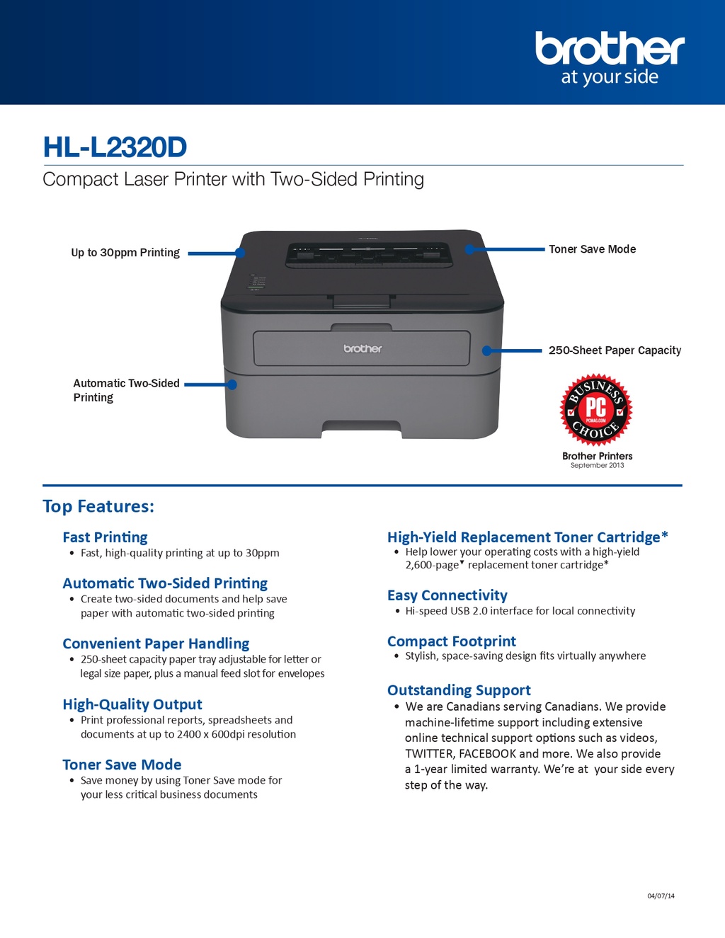 Brother Mono Laserjet Printer HL-L2320D Monochrome A4 | Auto 2-sided ...