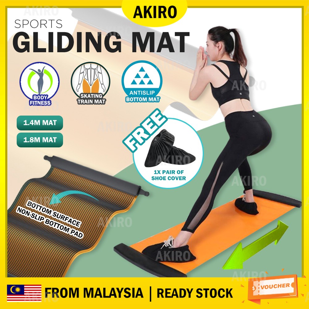 (Crazy Sales) AKIRO 1.8M Yoga Glide Mat Slide Board Exercise Mat Yoga ...