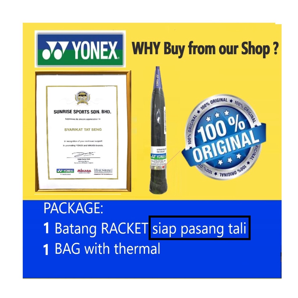 {SIAP TALI} Racket badminton YONEX Raket badminton racket set Racket ...