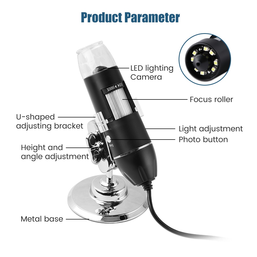 Scalp Skin Scan Microscope Portable HD 1600X Zoom Microscope | Shopee ...