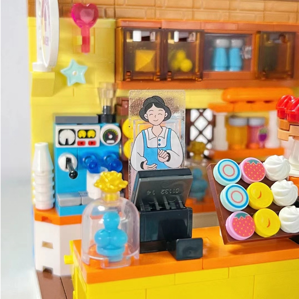 City Mini Snack Street View Ice Cream Store Flower Store Burger Shop Dessert Shop Model Building ...