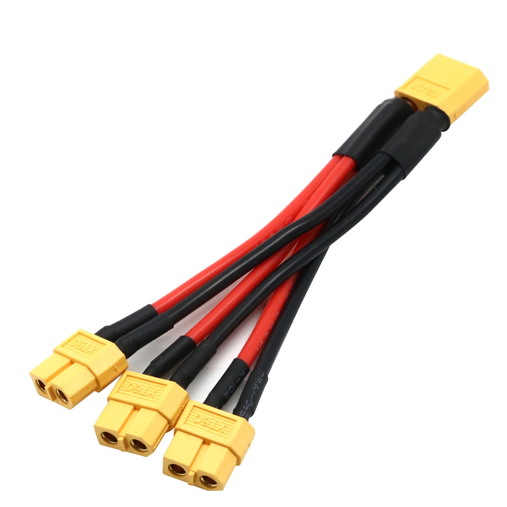 XT60 Parallel Battery Connector Male/Female Cable Dual Extension Y Splitter/ 3-Way 14AWG ...