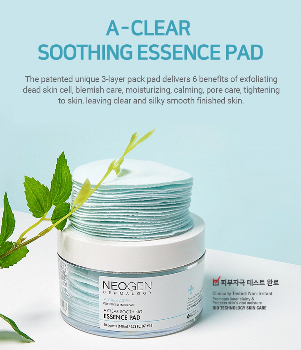 [NEOGEN DERMALOGY] A-Clear Soothing Essence Pad (140ml) | Shopee Malaysia