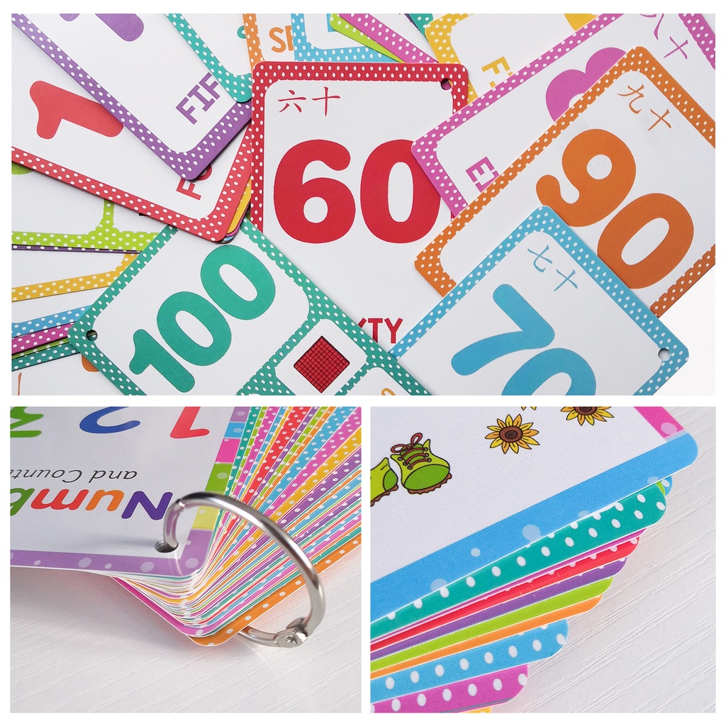 Numbers Cards Learning 1-100 Flashcards Kids Educational Learning Toys ...