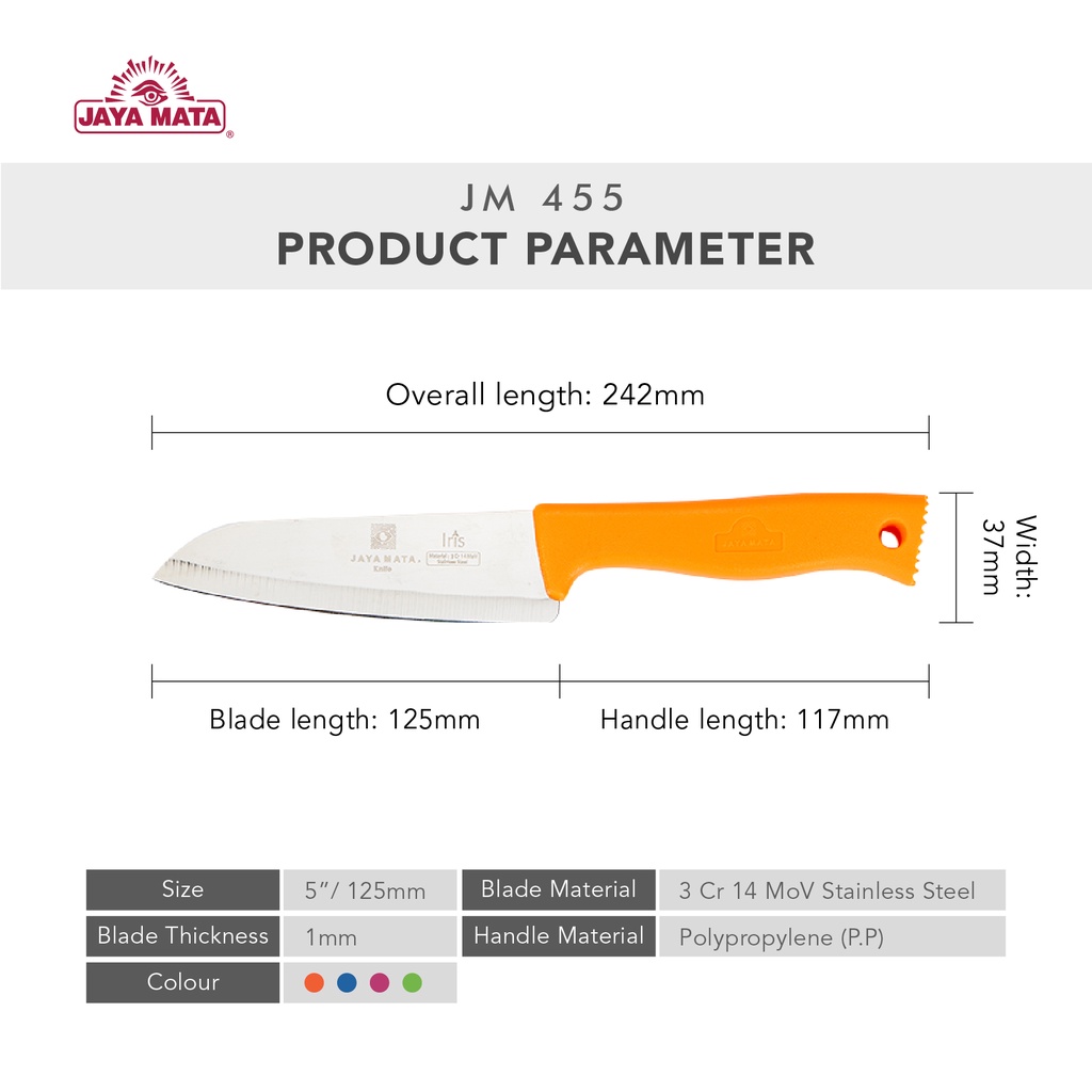 JAYA MATA IRIS Series Colour Handle Knife With Cover (5") JM455 | Shopee Malaysia