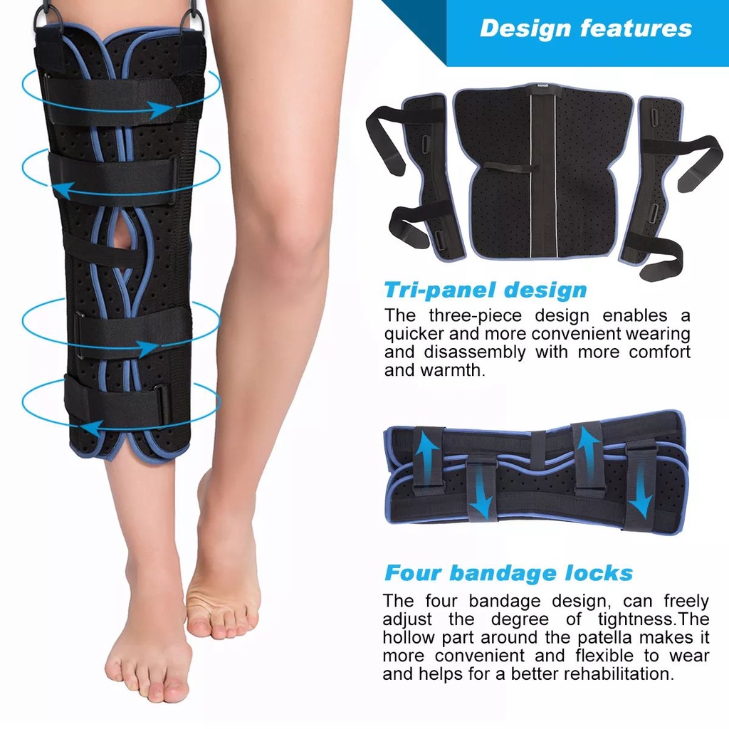 VELPEAU Tri-Panel Knee Immobilizer Brace - Straight Leg Immobilizer ...