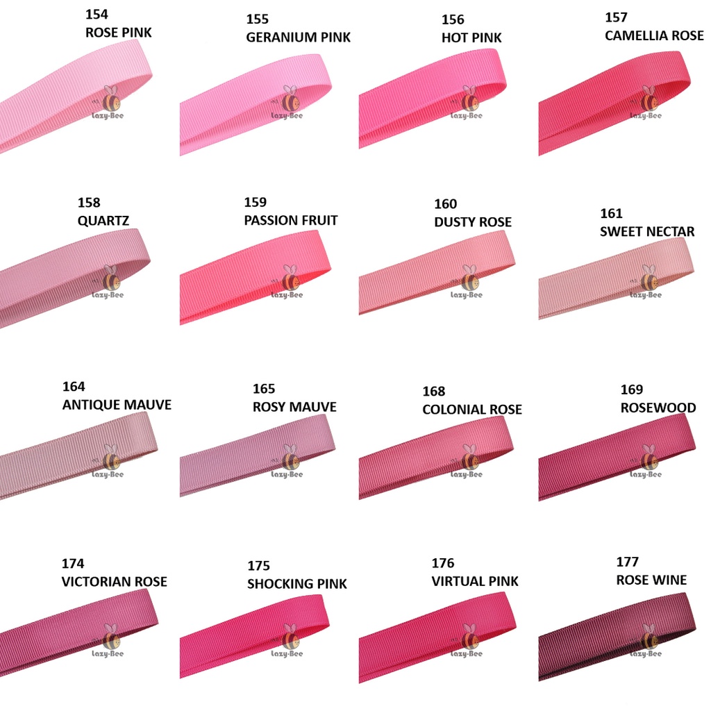 LAZY BEE 5 meter Rose Pink Azalea Grosgrain Ribbon Reben Door Gift Wrap ...