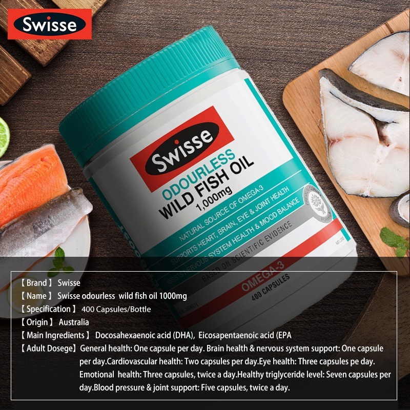 Swisse Ultiboost Odourless Wild Fish Oil 1000mg 400 Capsules High ...