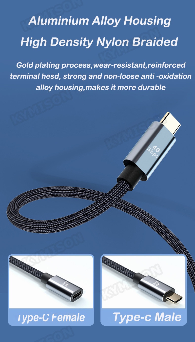 Thunderbolt 3 Extension Cable USB4 Type C 40Gbps USB-C Male To Female ...