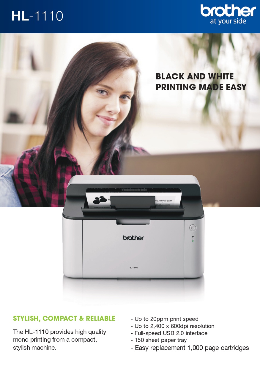 Brother HL-1110 Wired Monochrome Laserjet A4 Printer | Shopee Malaysia