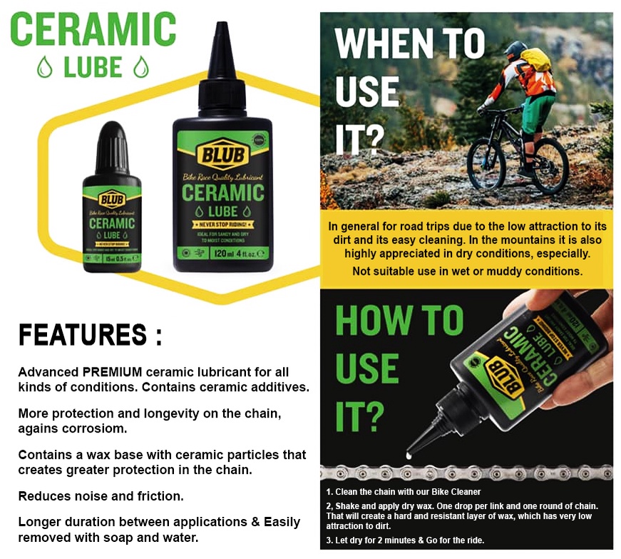 BLUB High Performance Bicycle Chain Lube 120ml Ceramic Graph Dry Wet ...