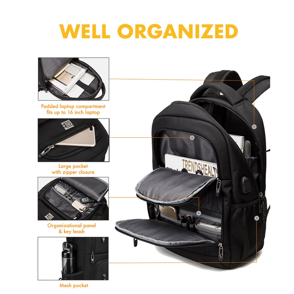 BRUNO CAVALLI Multifunctional 16" Laptop Computer Backpack with USB ...