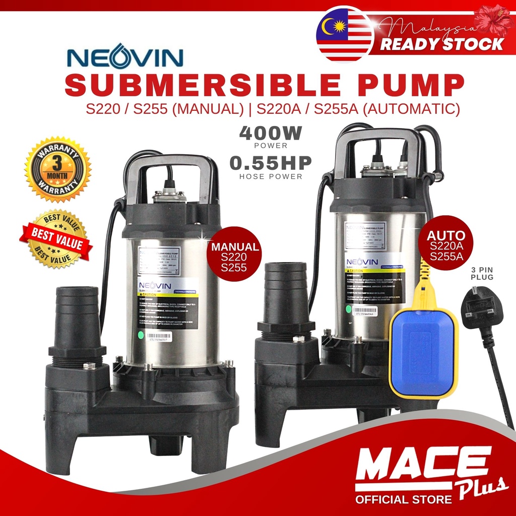 NEOVIN 150W 400W 0.2HP 0.55HP Sewage Submersible Water Pump Automatic ...