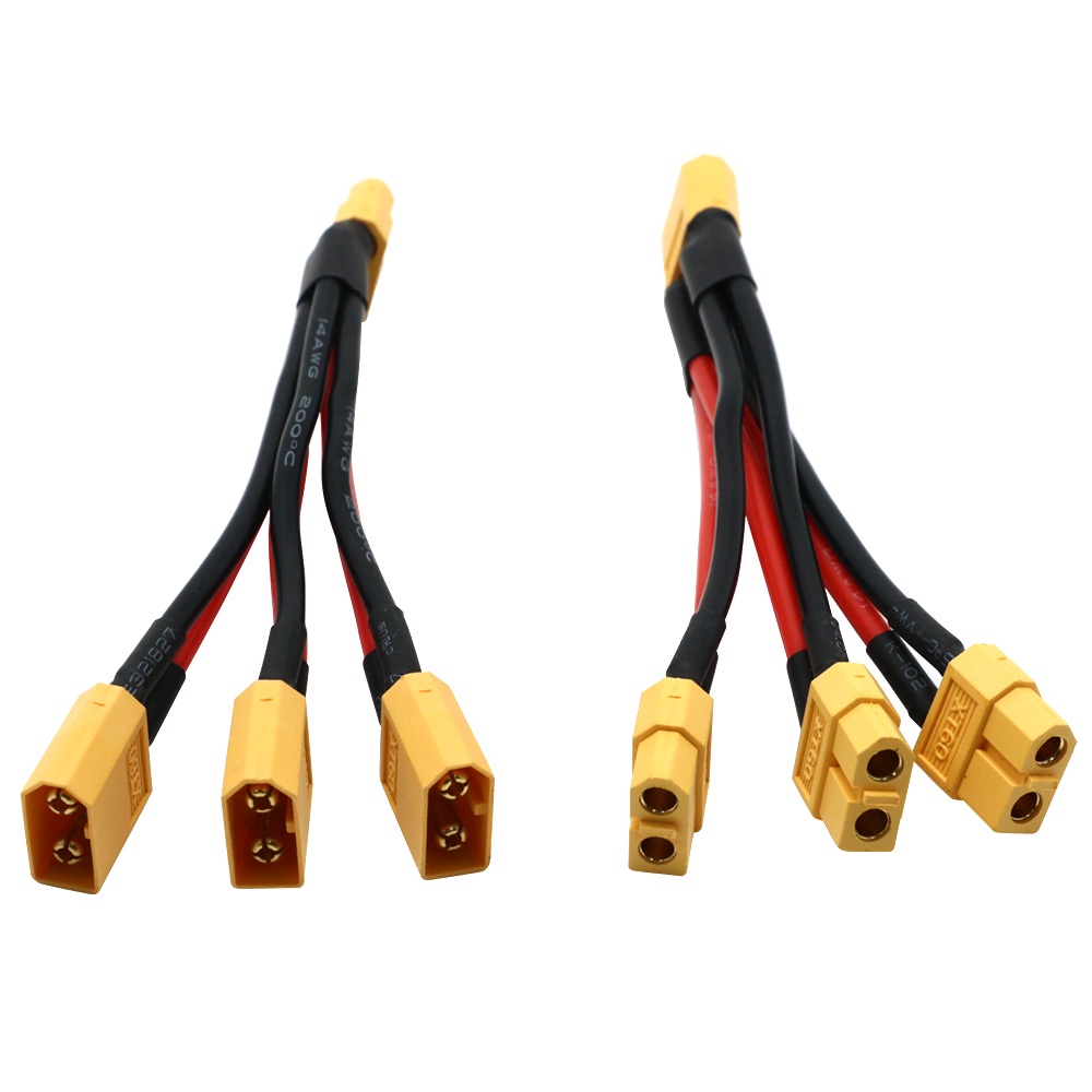 XT60 Parallel Battery Connector Male/Female Cable Dual Extension Y Splitter/ 3-Way 14AWG ...