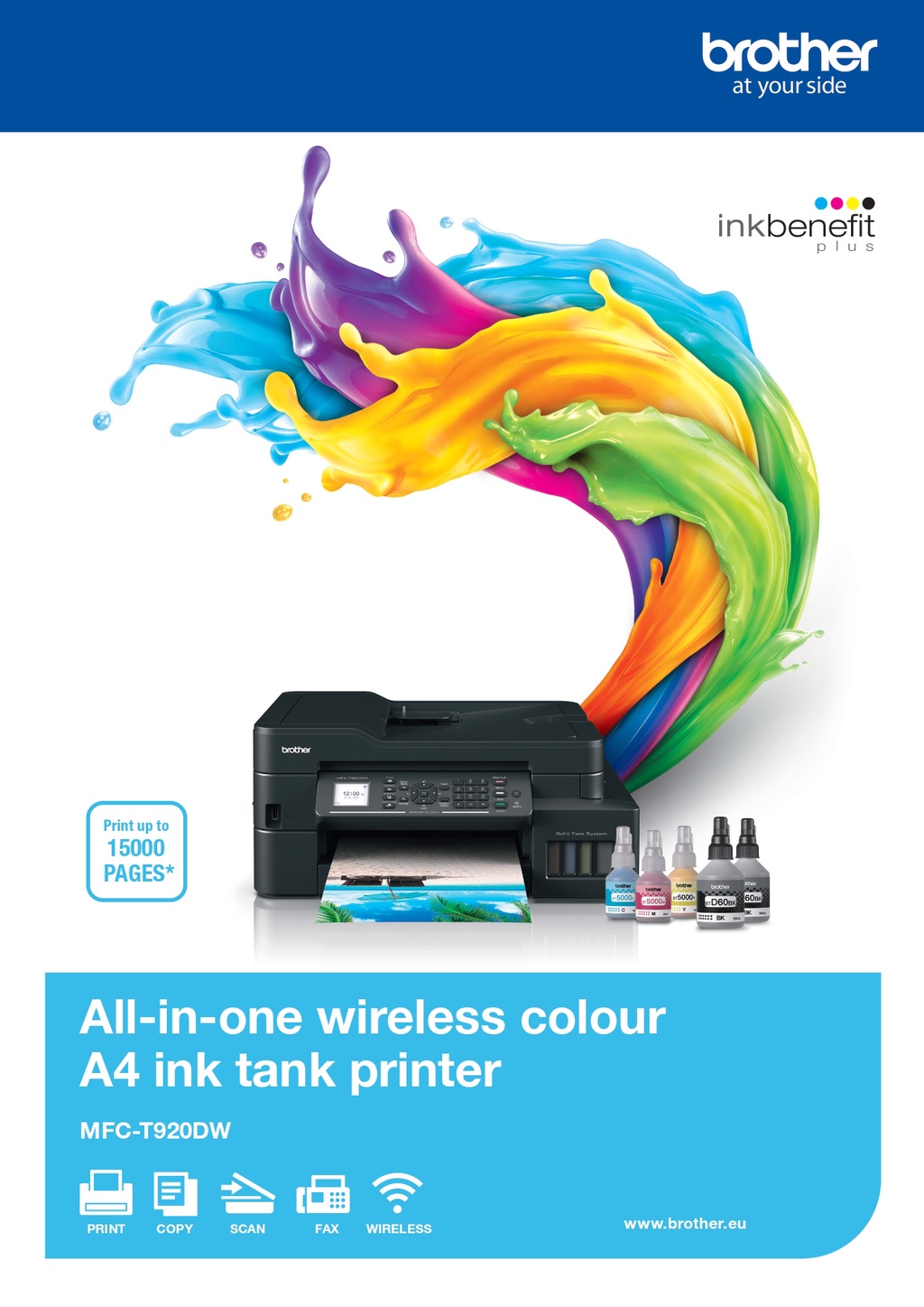 Brother Colour Inkjet Refillable Ink Tank Printer A4 4in1 Wireless MFC ...