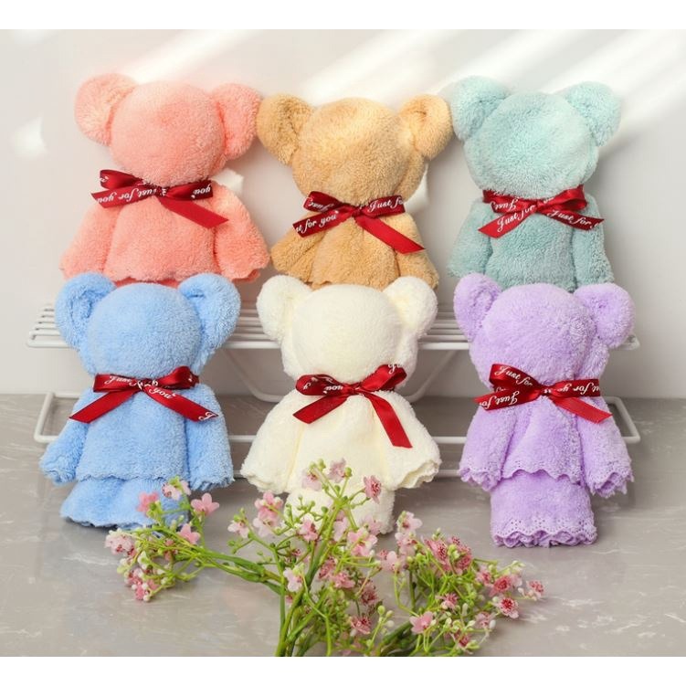Celebration🌸 Cute Bear Towel Doorgift Gift Coral Velvet Microfiber Bath ...