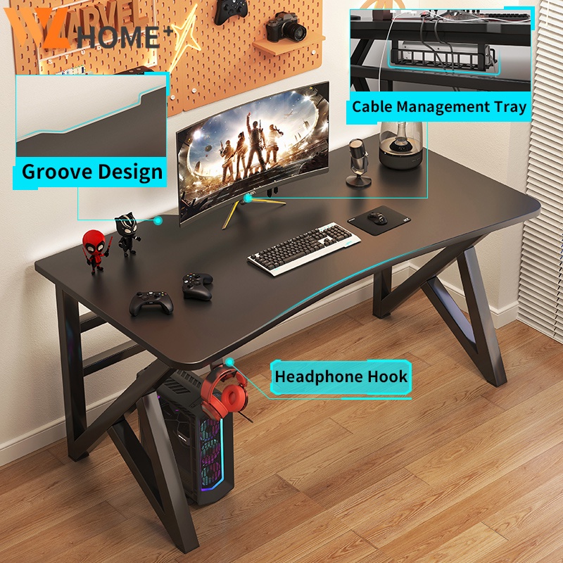 Meja Gaming 160CM Computer Desk Gaming Table with cable management tray ...
