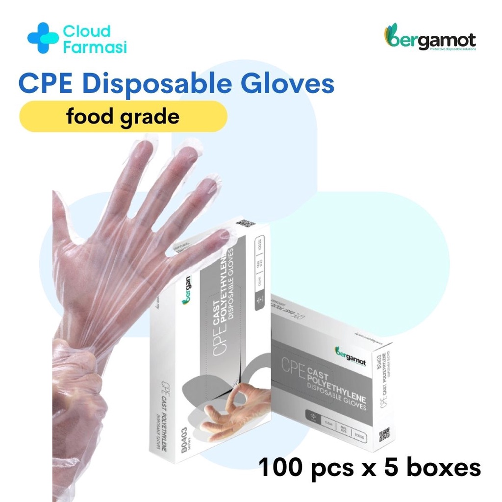 [Cloud Farmasi] [[5 boxes/100pcs]] Cast Polyethylene CPE Plastic Disposable Gloves Extra Thick ...