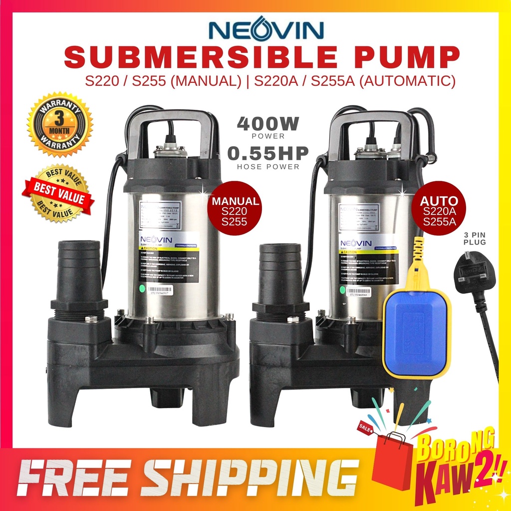 NEOVIN 150W 400W 0.2HP 0.55HP Sewage Submersible Water Pump Automatic ...