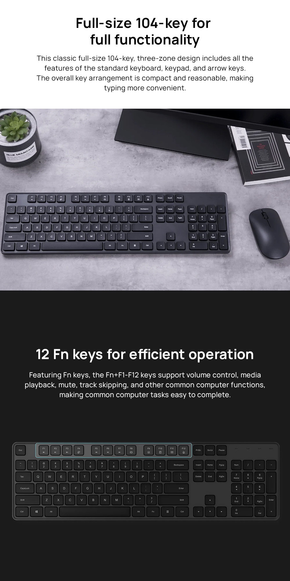 Xiaomi Wireless Keyboard &Mouse Combo | 2.4GHz wireless transmission | Multi-function shortcut ...