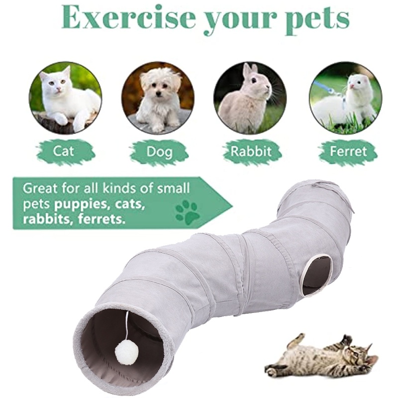 Cat Tunnel for Indoor Cats, with Play Ball S-Shape Collapsible Cat Play ...