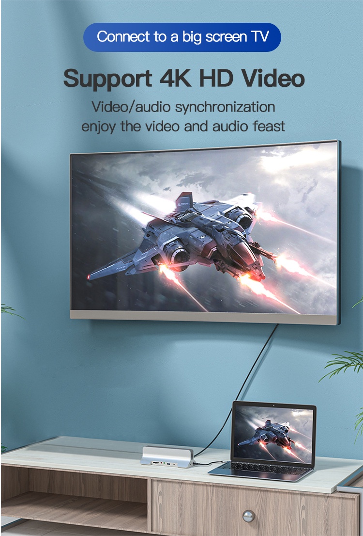 12 In 1 USB C HUB Vertical Laptop Stand HDMI-compatible 4K HD with VGA ...