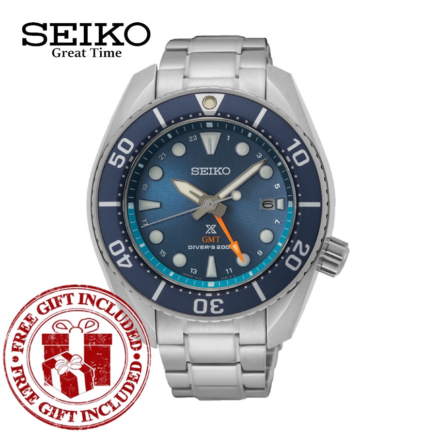 Seiko SFK001J1 Men's Seiko Prospex Sumo Aqua GMT Solar Diver 200M Blue ...